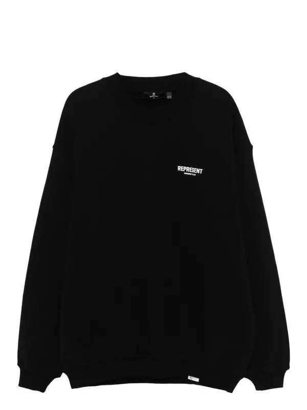 REPRESENT Crew Neck Long Sleeve Sweater With Chest And Back Logo - Black