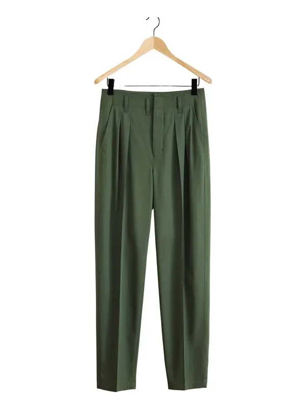 LEMAIRE Pleated Tapered Leg Trousers - Green