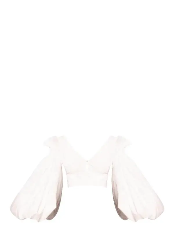 Loewe Balloon Sleeve Cropped Top - White