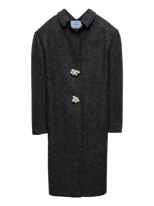 Prada Shetland Long Coat - Slate Gray