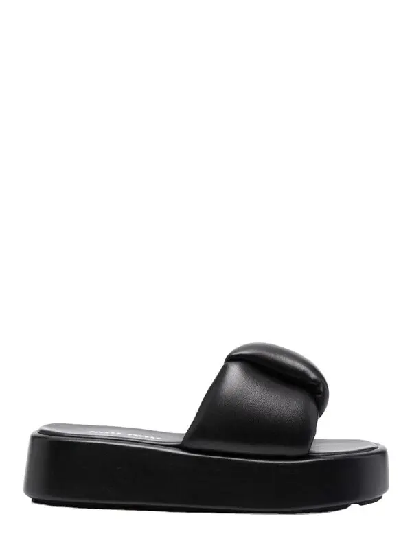 Miu Miu Nappa Leather Padded Sandals - Black