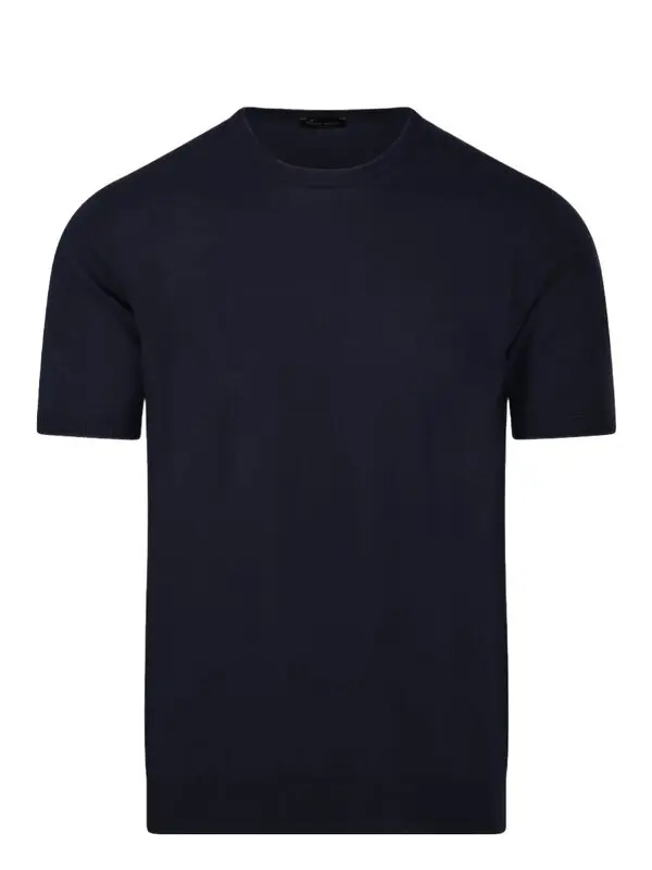 ROBERTO COLLINA Knitted Crewneck T-shirt - Navy