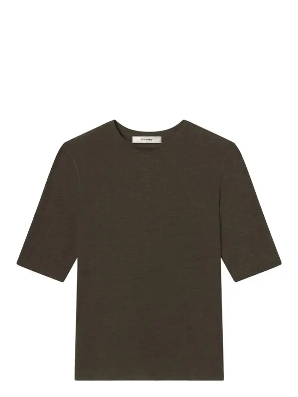 FRAME Crew Neck Ribbed T-shirt - Green