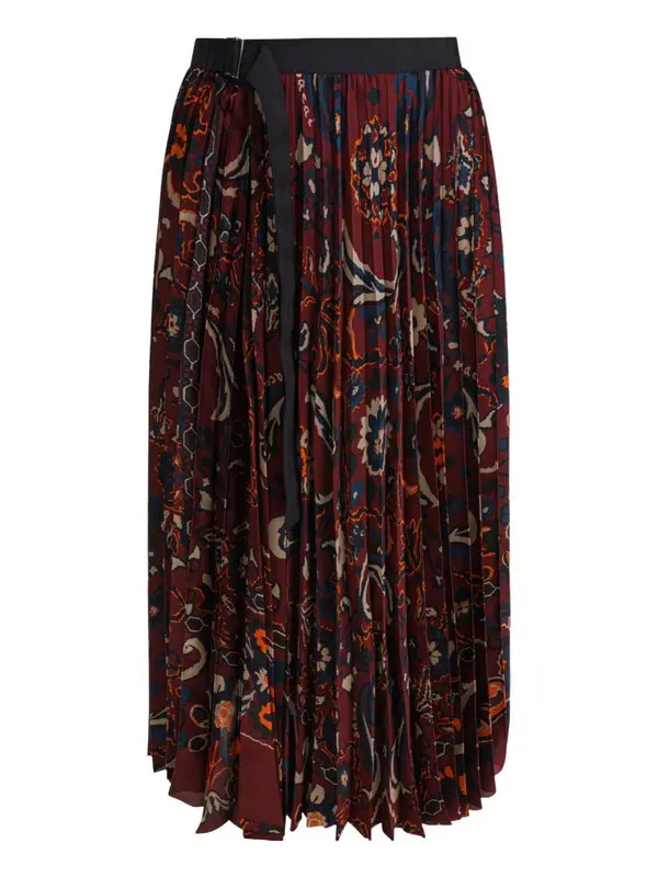 Sacai Printed Pleated Skirt - Black