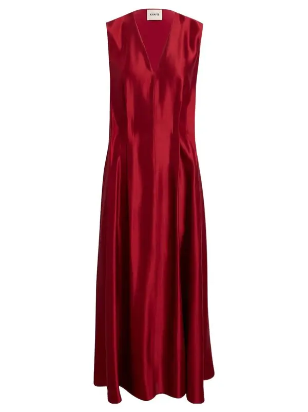 Khaite V-neck A-line Maxi Dress - Crimson