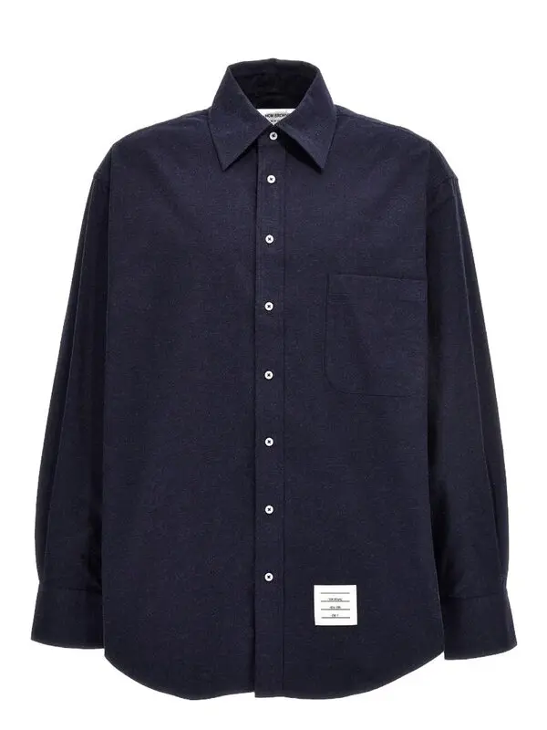 Thom Browne Rwb Striped Oversized Shirt - Navy Blue