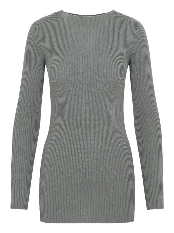 Rick Owens Ribbed Crewneck Long Sleeve T-shirt - Gray