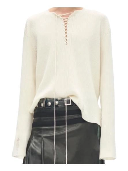 ANN DEMEULEMEESTER Tie Sweater - White