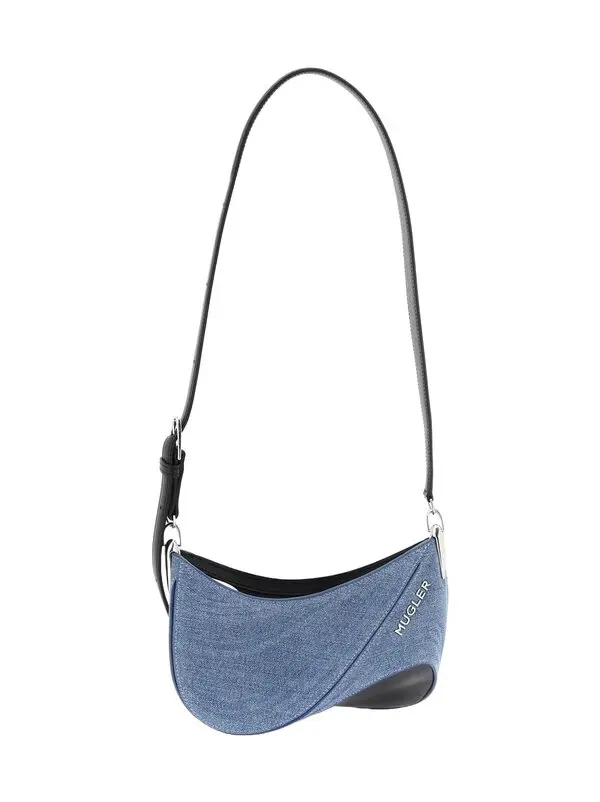 MUGLER Spiral Curve Shoulder Bag - Blue