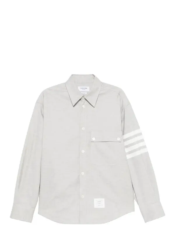 Thom Browne 4-bar Flannel Shirt - Medium Gray