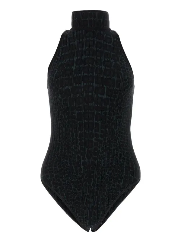Alaïa High Neck Knit Bodysuit - Black