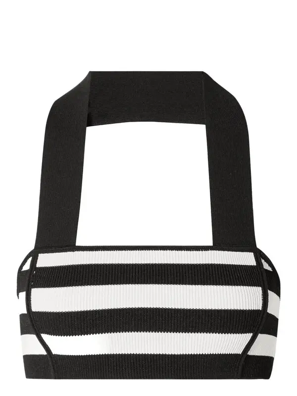 Khaite Striped Knit Top - Black