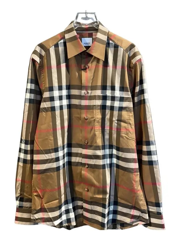 Burberry Check Stretch Cotton Shirt - Brown