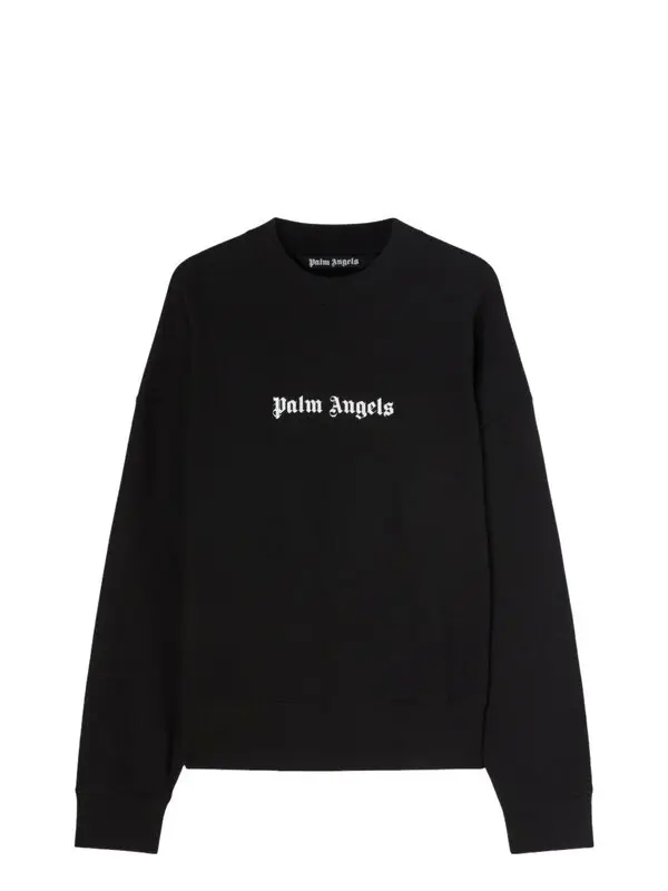 Palm Angels Logo Printed Crewneck Sweatshirt - Black