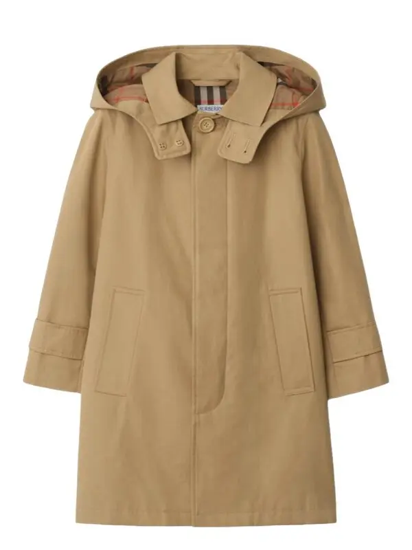 Burberry Cotton Hooded Car Coat - Sand-colored