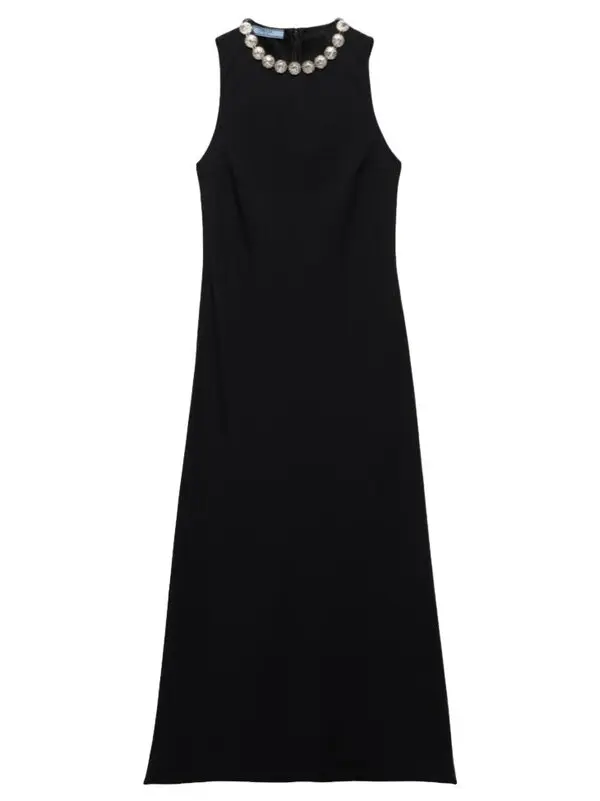 Prada Embellished Sleeveless Midi Dress - Black