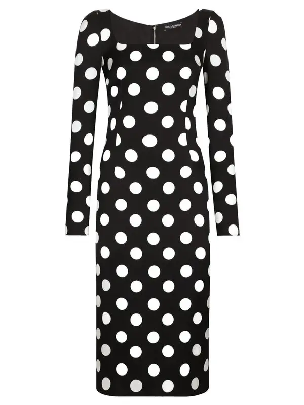 Dolce & Gabbana Polka-dot Charmuse Sheath Dress - Black