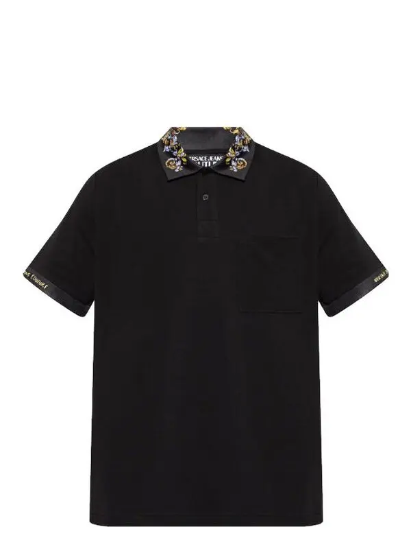 Versace Baroque Collar Polo Shirt - Black