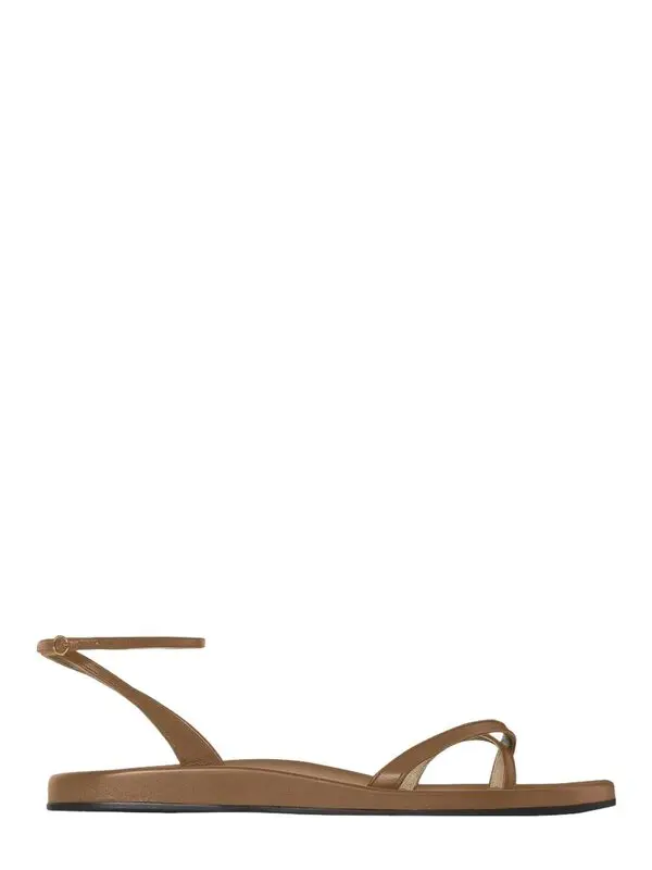 THE ROW Hugh Ankle-strap Leather Sandals - Mud Color