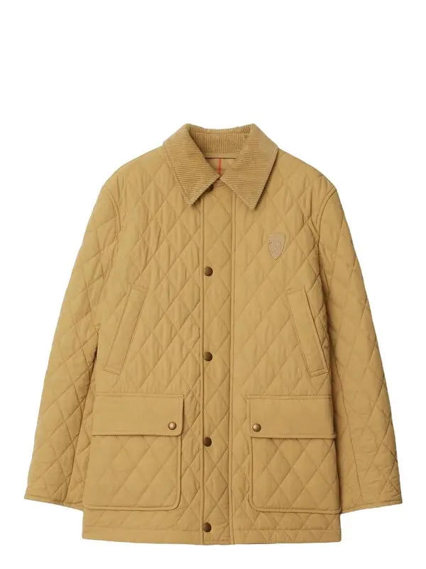 Burberry Logo Patch Diamond-quilted Jacket - Flaxen