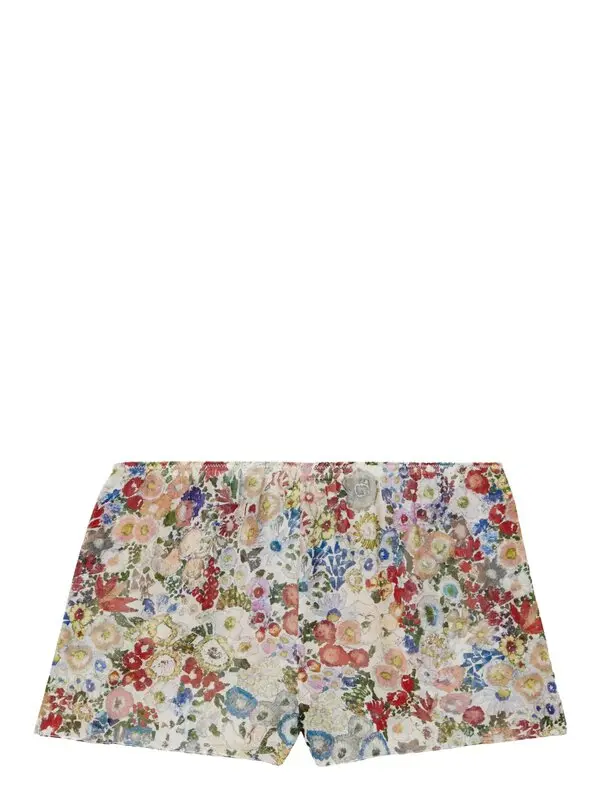 Khaite Tilly Printed Silk Chiffon Shorts - Beige