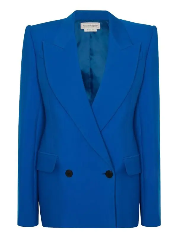 Alexander McQueen Double-breasted Long-sleeved Blazer - Blue