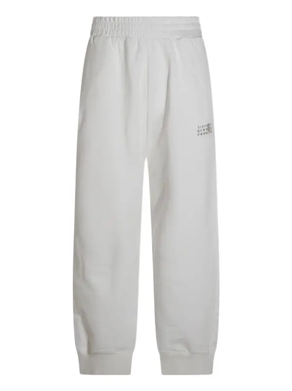 MAISON MARGIELA Wide-leg Track Pants With Printed Logo And Raw Edge Cuffs - Off White
