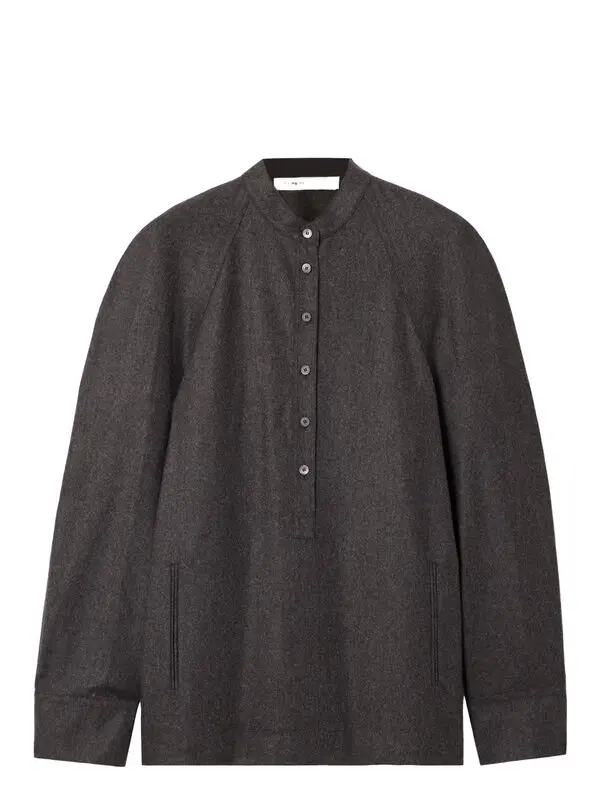 Carven Wool-felt Blouse With Mother-of-pearl Buttons - Black
