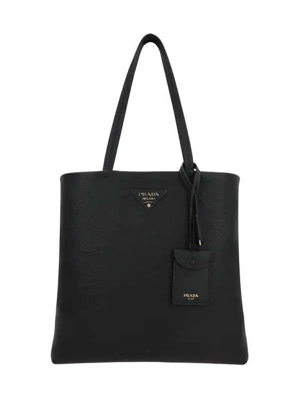 Prada Triangle Logo Top Handle Bag - Black