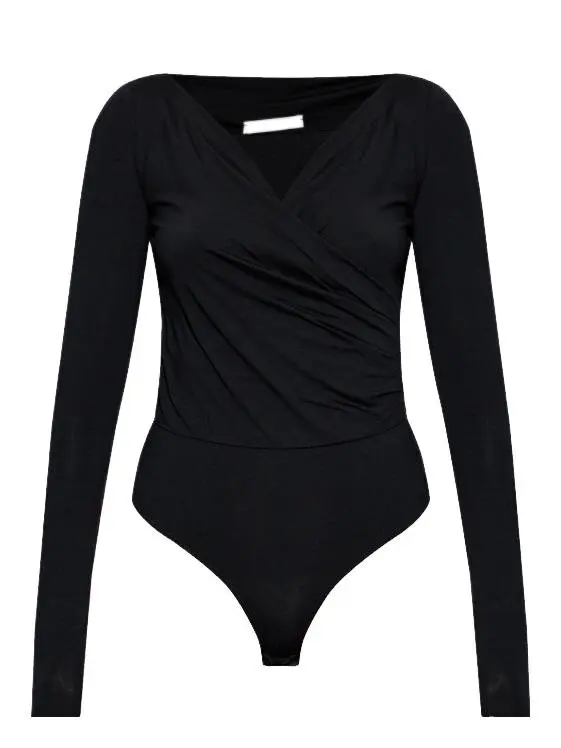Max Mara Wrap Long-sleeve Bodysuit - Black