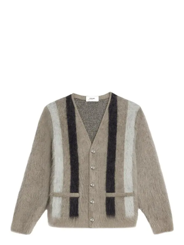 Celine Brushed Mohair Cardigan - Oat/black