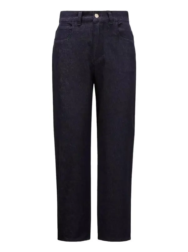 Moncler High Waist Straight Leg Trousers - Midnight Blue