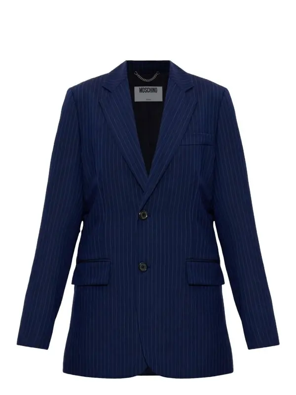 Moschino Striped Single Breasted Blazer - Black