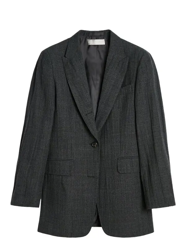 Our Legacy Cutaway Blazer - Stone Grey Plisse Wool