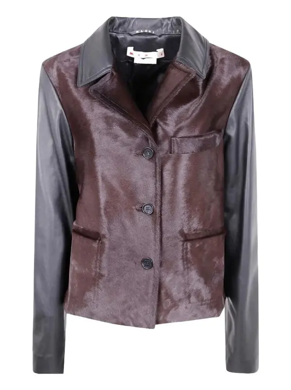 Marni Leather And Pony Hair Single-breasted Jacket - Black