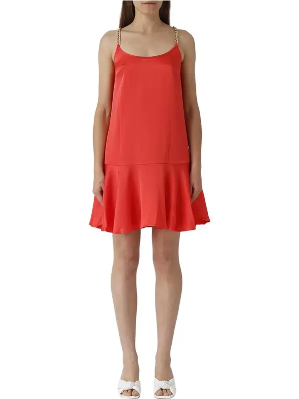 Michael Kors Peplum-hem Satin Minidress - Red
