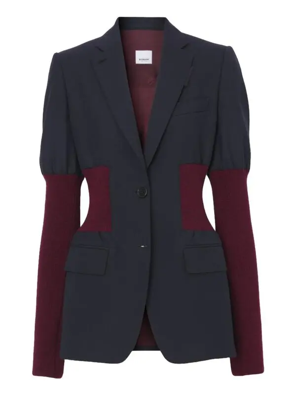Burberry Fitted Wool-paneled Jacket - Black