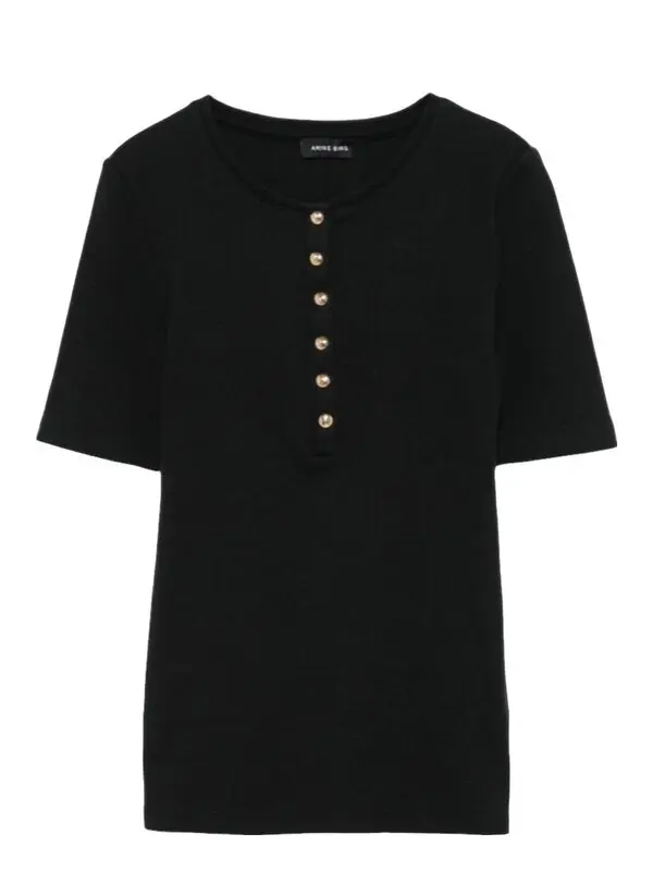 ANINE BING Crew Neck Short Sleeve Top - Black