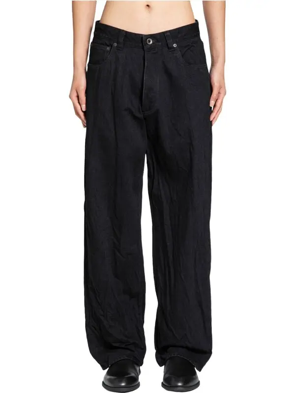 Studio Nicholson Seb Crinkle Denim Pants - Black