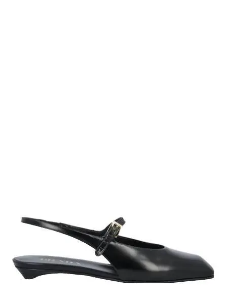 Prada Leather Slingback Ballet Flats - Black
