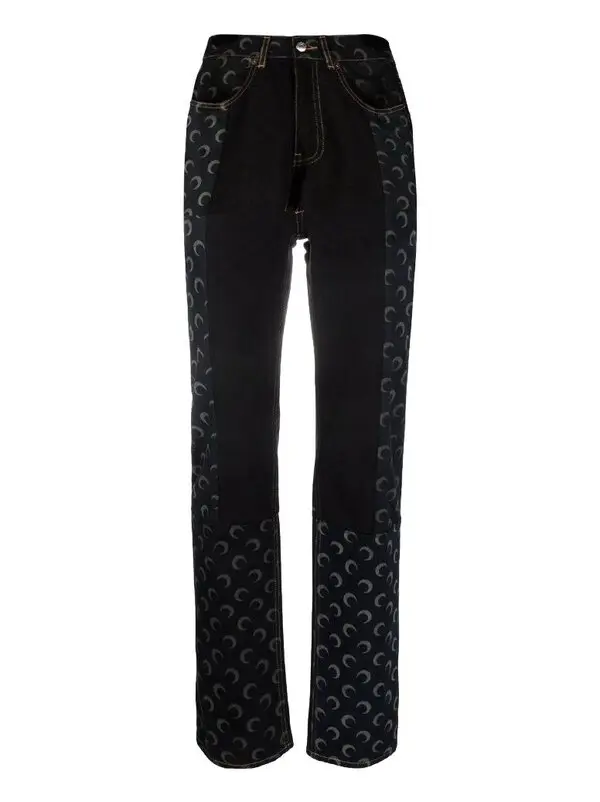 MARINE SERRE Logo Print Jeans - Black