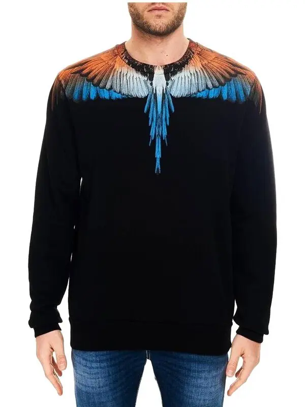 MARCELO BURLON COUNTY OF MILAN Wings Print Crewneck Sweatshirt - Black