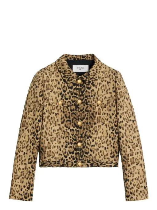 Celine Trucker Jacket In Double Wool - Brown