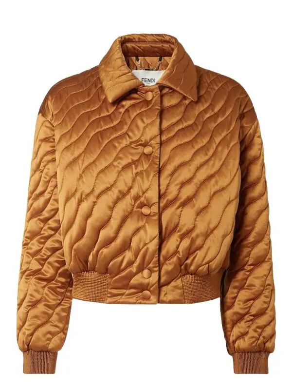 Fendi Caramel Quilted Silk Jacket - Brown