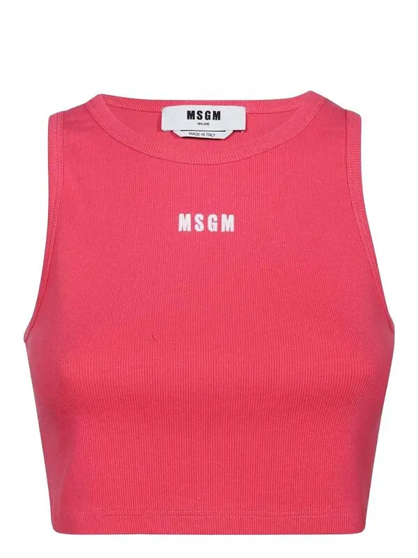 MSGM Logo Cropped Top - Red