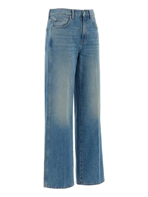 Gucci Logo Patch Wide-leg Jeans - Blue