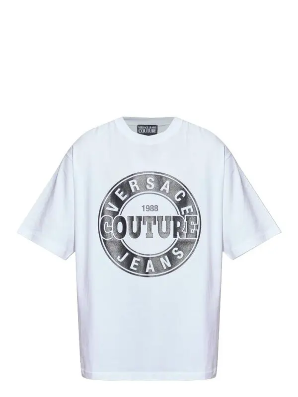 Versace Logo Printed Crewneck T-shirt - Blue