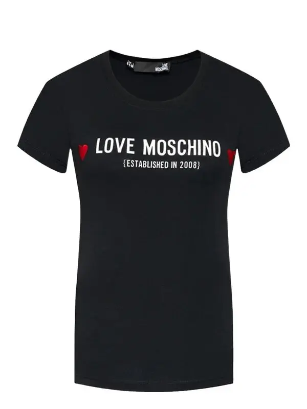 Moschino Round Neck Logo T-shirt - Black