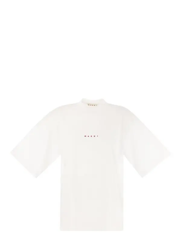 Marni Crewneck T-shirt With Chest Logo - White