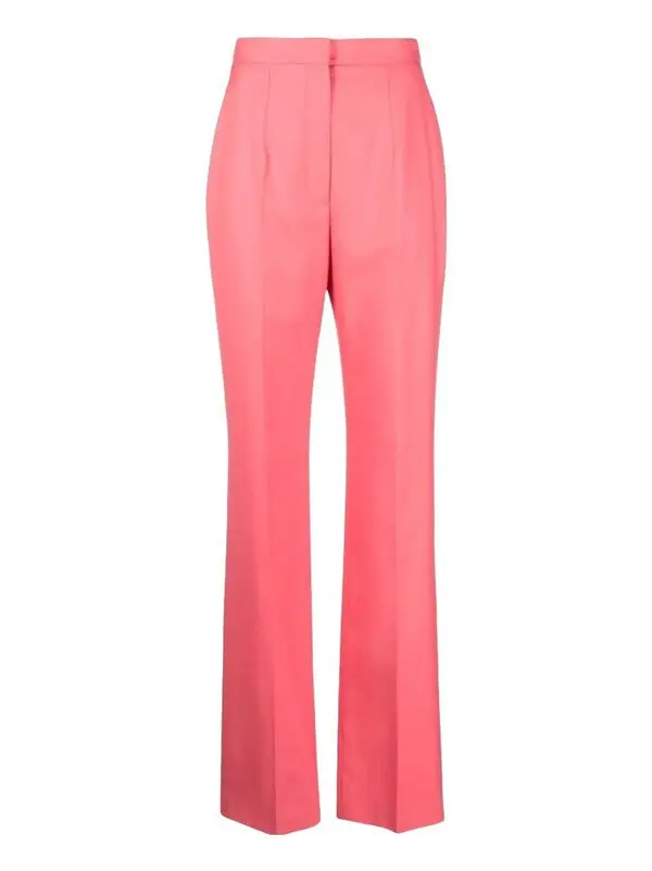 Alexander McQueen High Waist Pleated Straight Leg Trousers - Pink